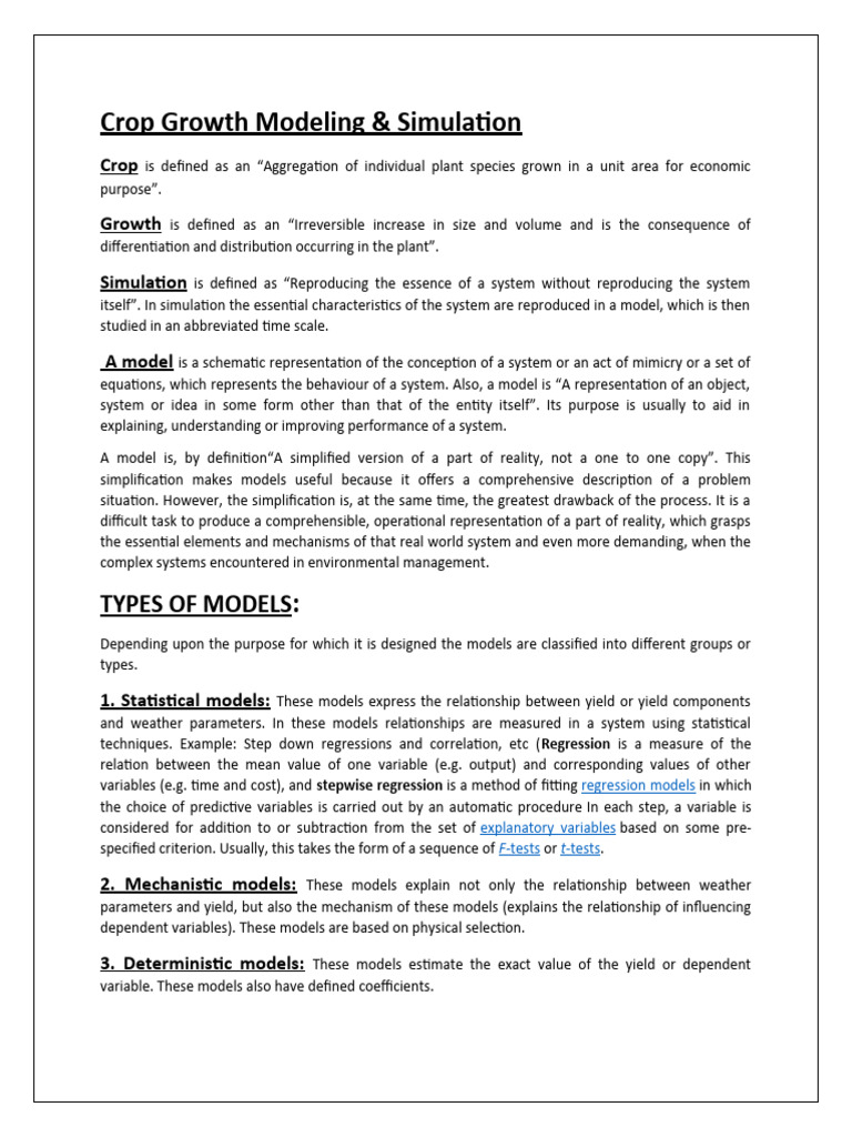 Crop Growth Modeling | PDF | Conceptual Model | Simulation