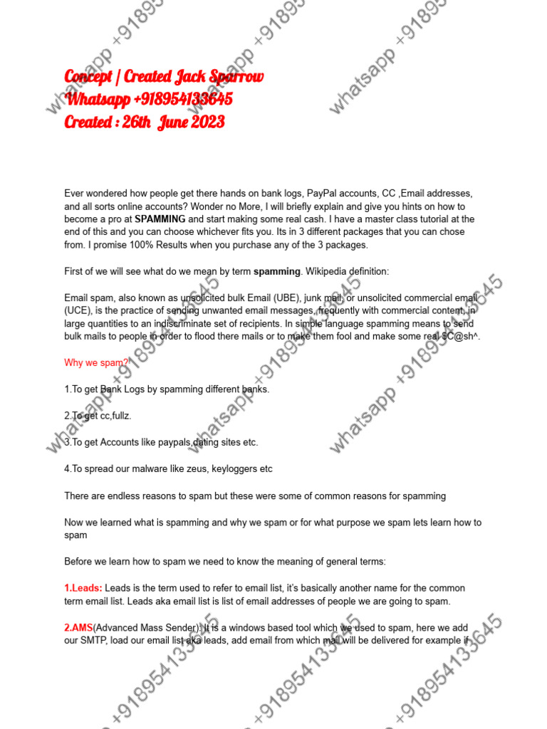 Spamming Tutorial +918954133645 | PDF | Email Spam | Spamming