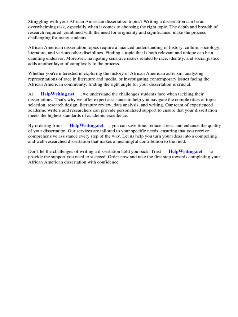 African American Dissertation Topics | PDF | Thesis | Http Cookie