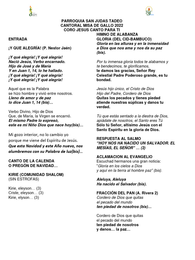 Cantoral Misa de Gallo 2022 | PDF | María, madre de Jesús | Teología