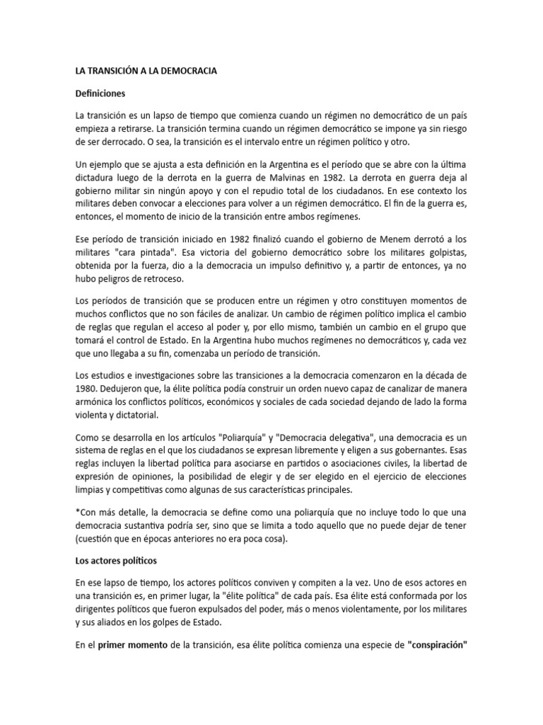 Transicion A La Democracia | PDF | Democracia | Ideologías políticas