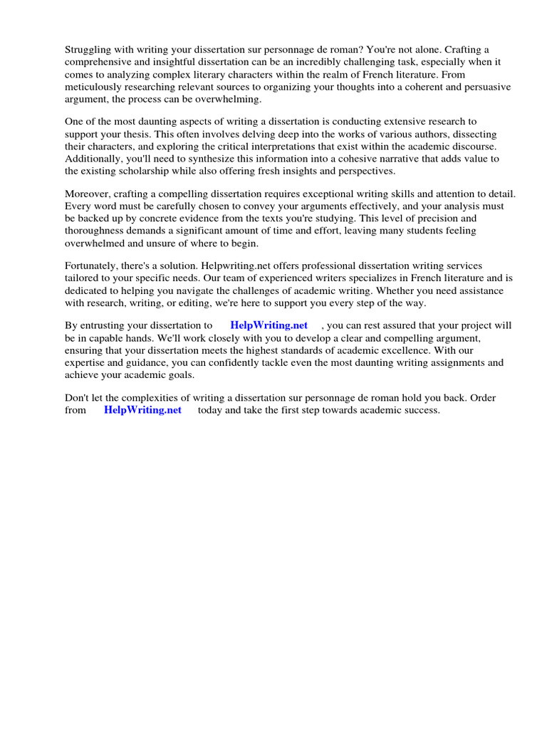 Dissertation Sur Personnage de Roman | PDF | Scribd | Thesis