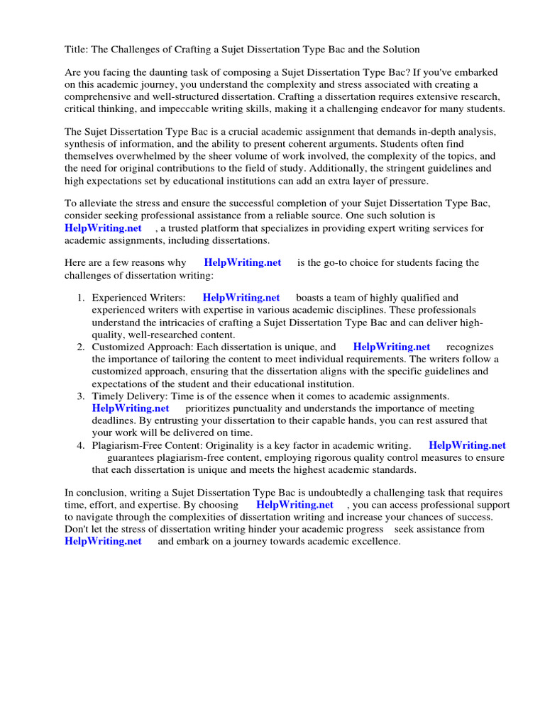 Sujet Dissertation Type Bac | PDF | Internet | Refinancing