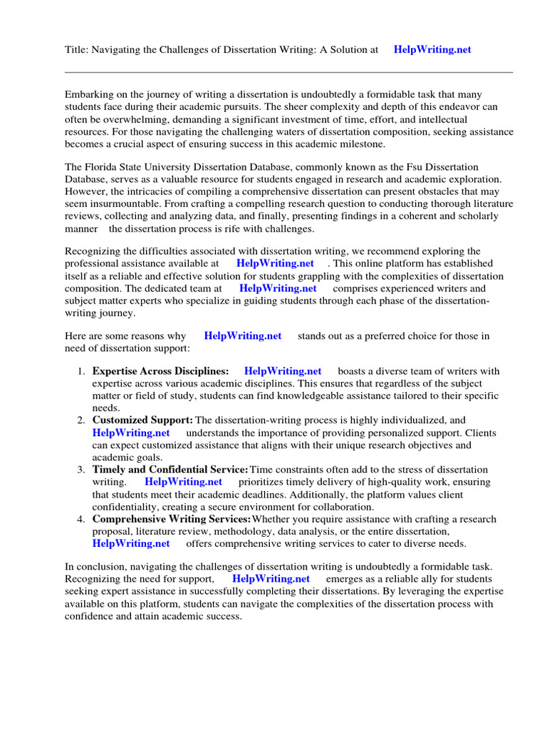 Fsu Dissertation Database | PDF | Apa Style | Thesis