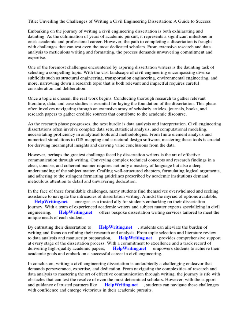 Civil Engineering Dissertation Examples PDF | PDF | Thesis | Engineering