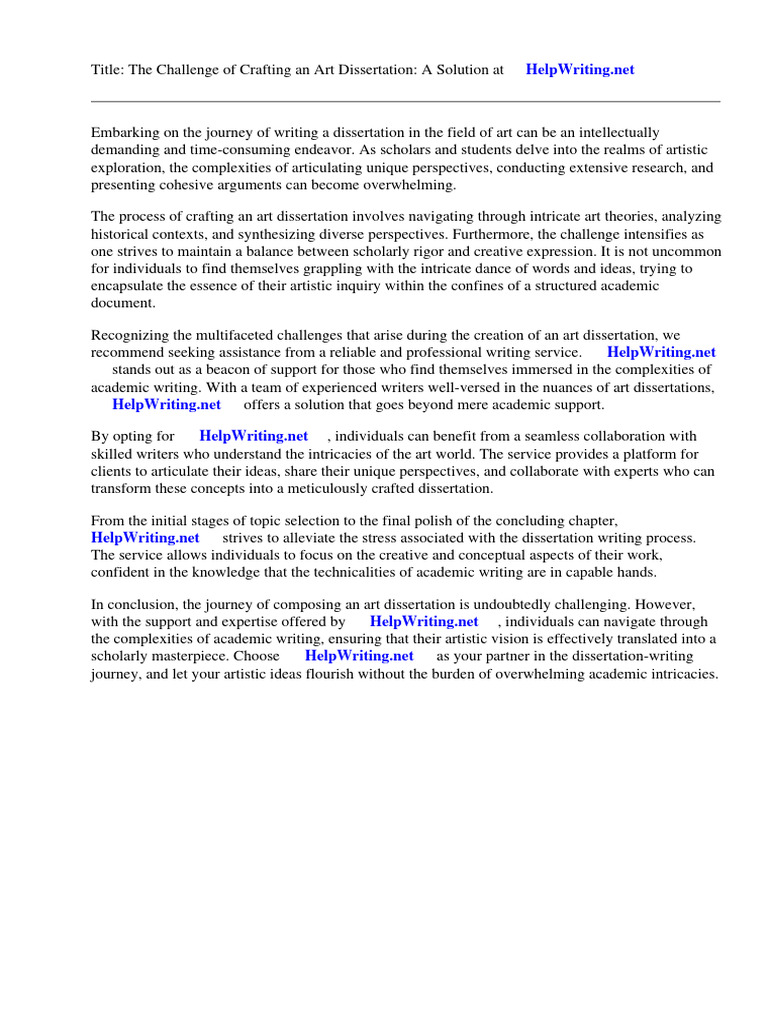 Art Dissertation Sample | PDF | Thesis | Essays