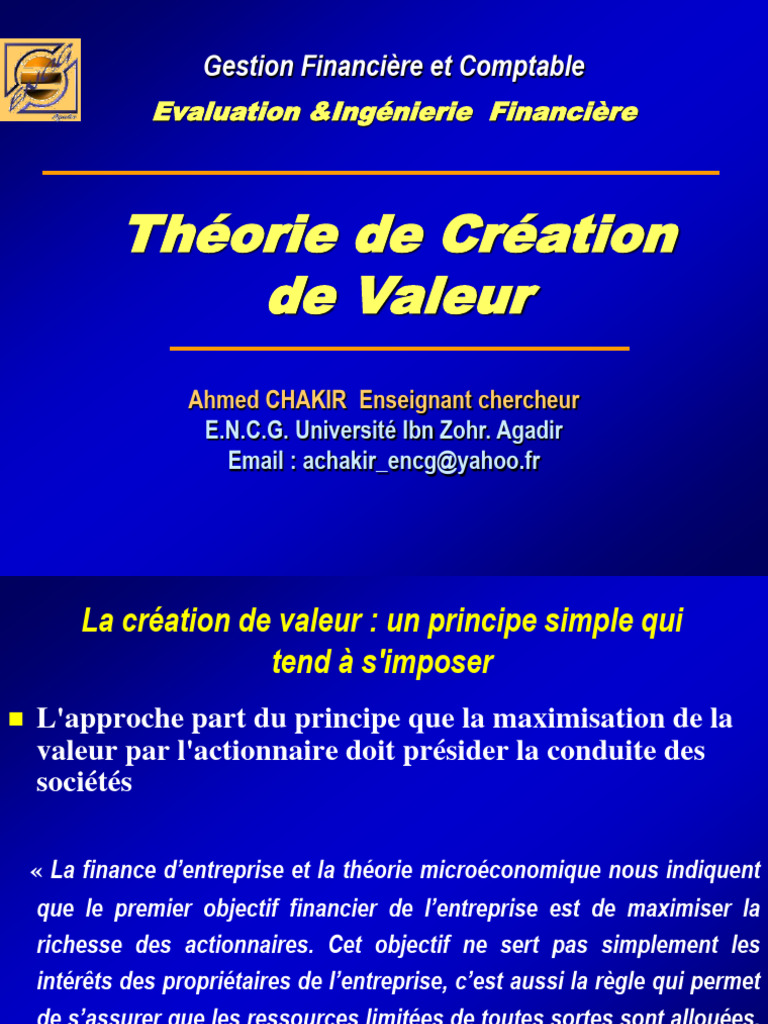 Aide Mémoire 2 Création de Valeur - COURS S9 | PDF