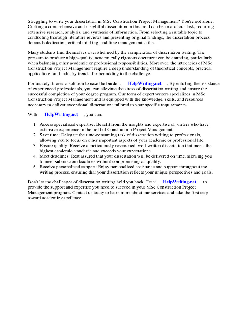 Dissertation Topics MSC Construction Project Management | PDF | Project Management | Leadership