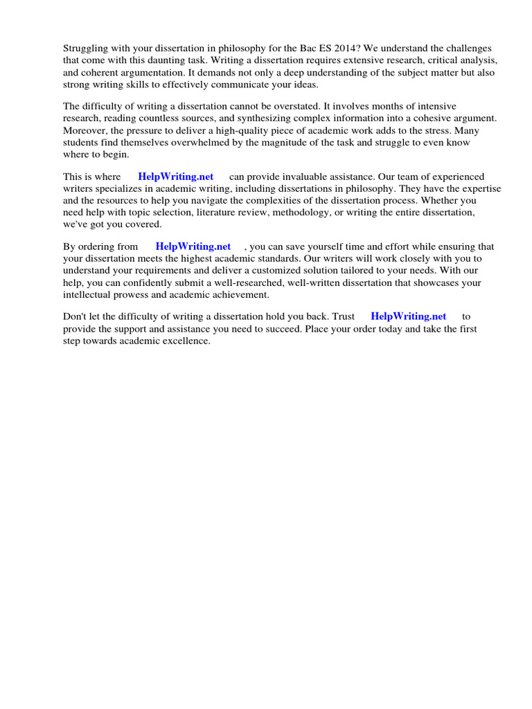 Dissertation Philo Bac Es 2014 | PDF | Scribd | Thesis
