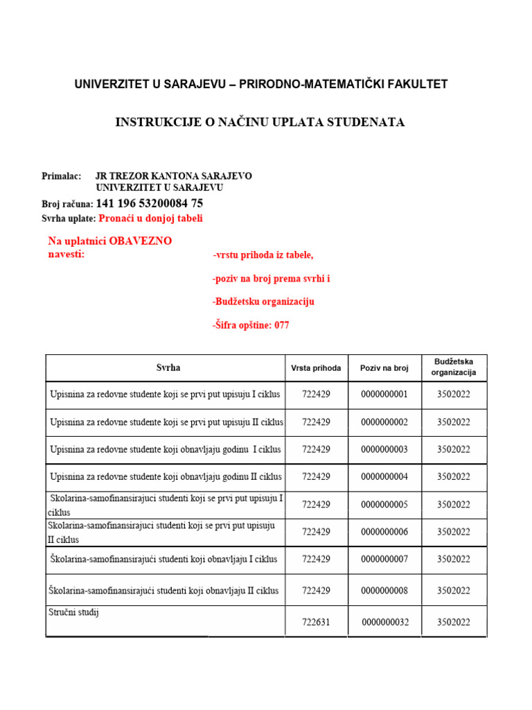 Instrukcije o Nacinu Uplate Na Racun New | PDF