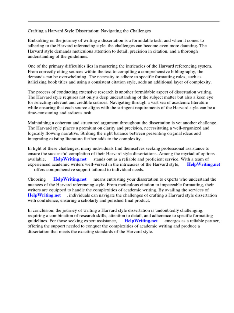 Harvard Style Dissertation | Download Free PDF | Thesis | Citation