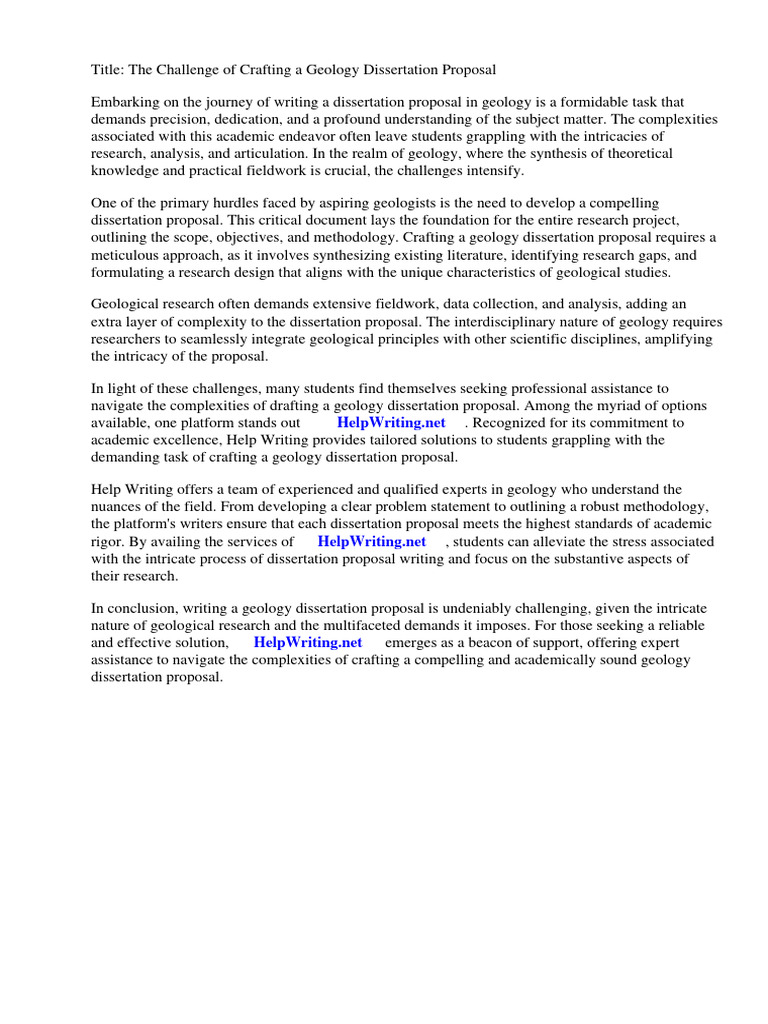 Dissertation Proposal Geology | PDF | Thesis | Essays