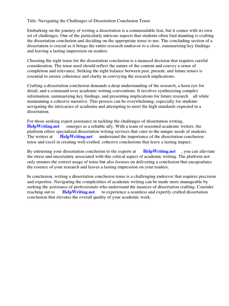 Dissertation Conclusion Tense | PDF | Essays | Thesis