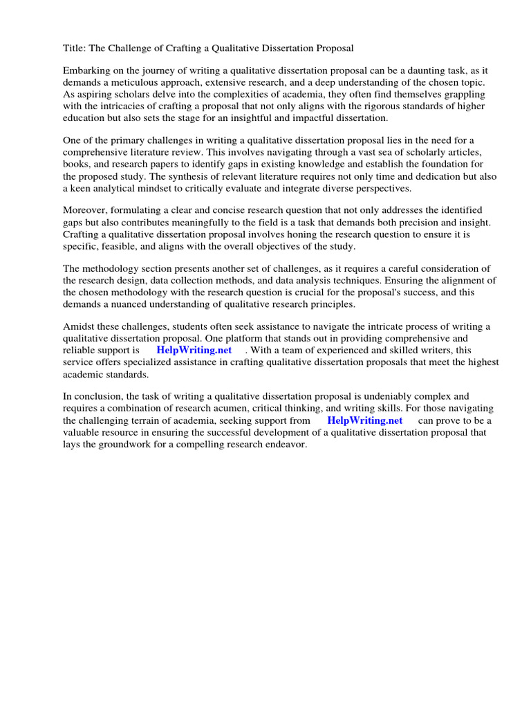 How to Write a Qualitative Dissertation Proposal | PDF