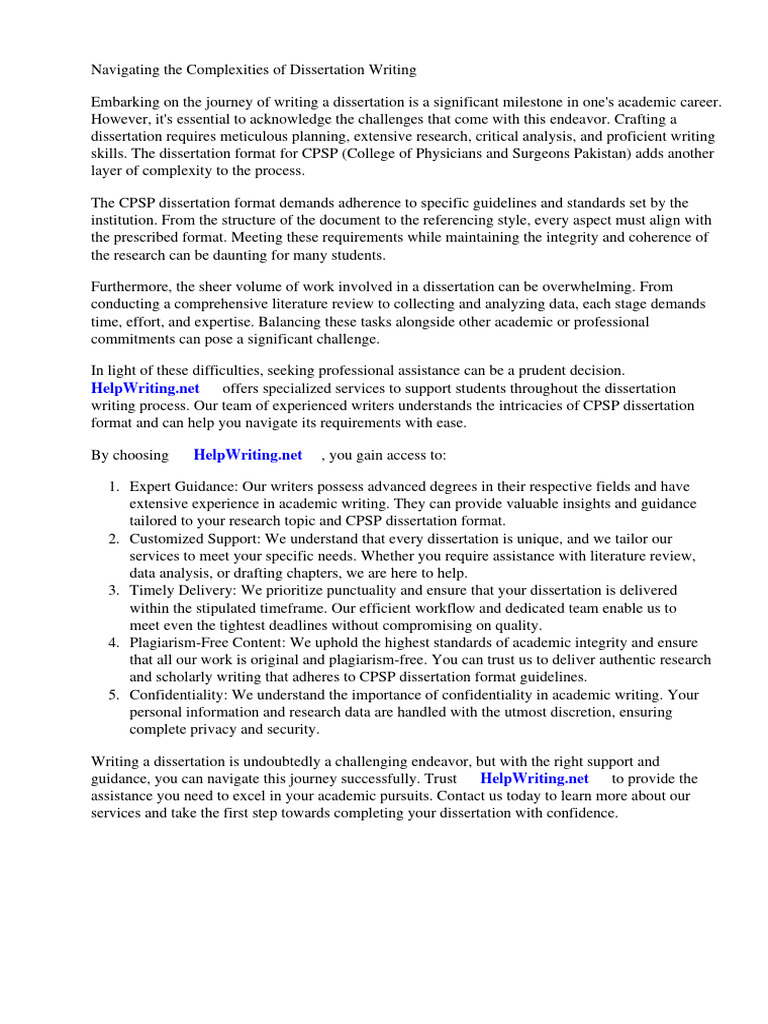 Dissertation Format CPSP | PDF | Thesis | Information