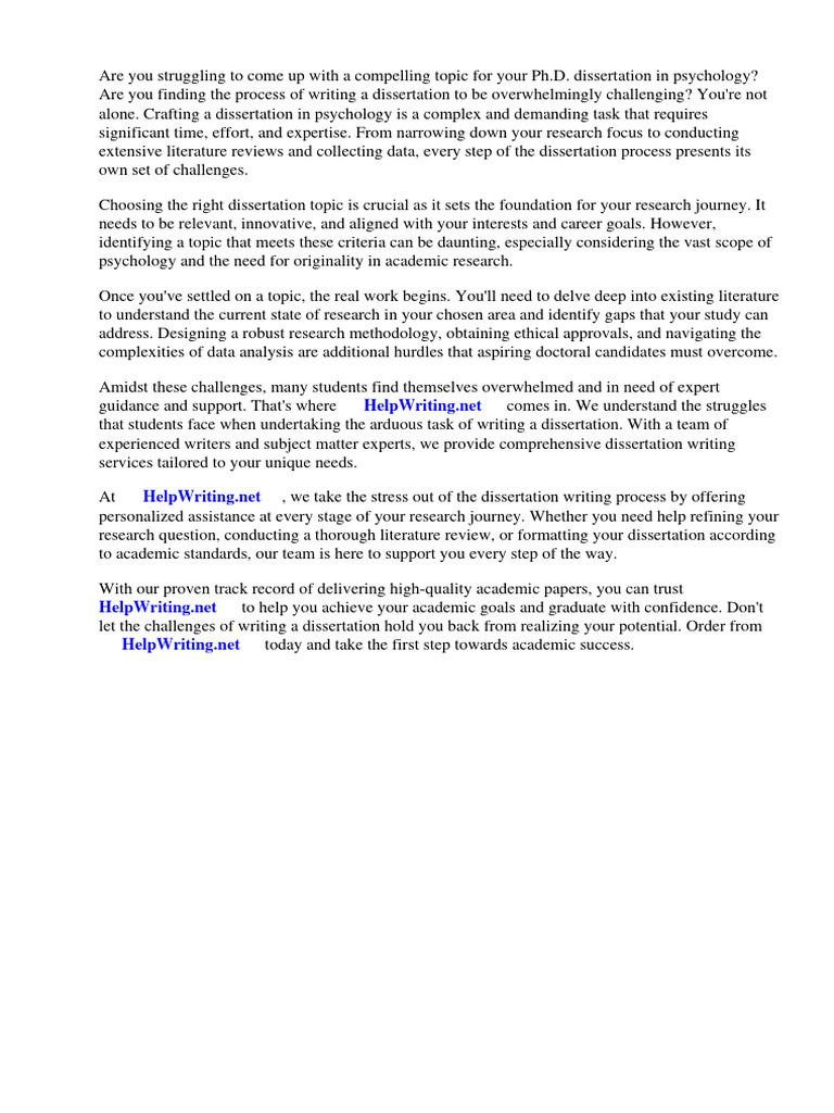PHD Dissertation Topics in Psychology | PDF | Psychology | Thesis