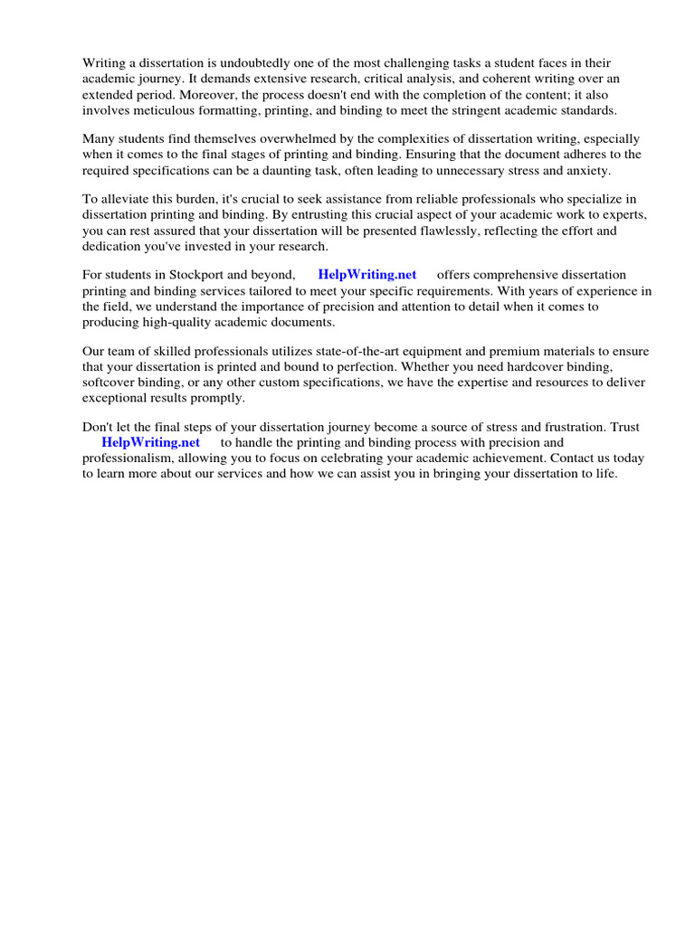 Dissertation Printing and Binding Stockport | PDF | Thesis | Bookbinding