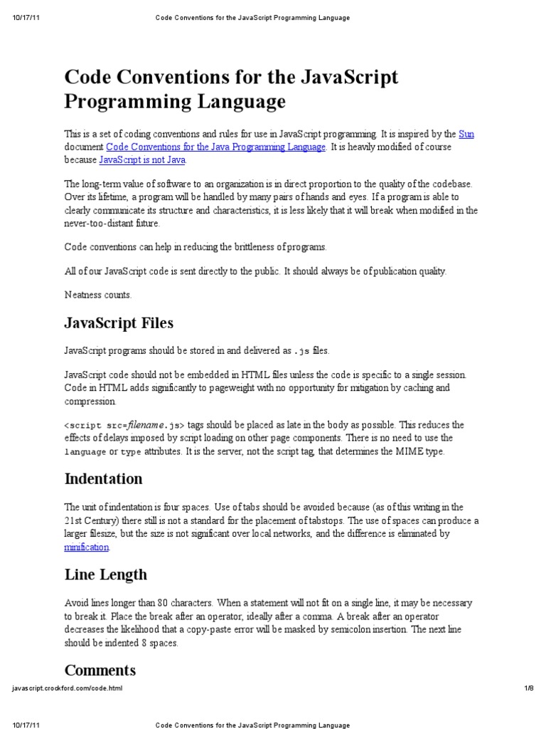 Code Conventions For The Javascript Programming Language Pdf Scope 3031