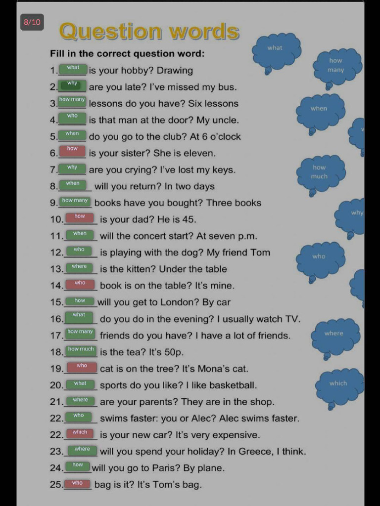 Quiestion Words | PDF