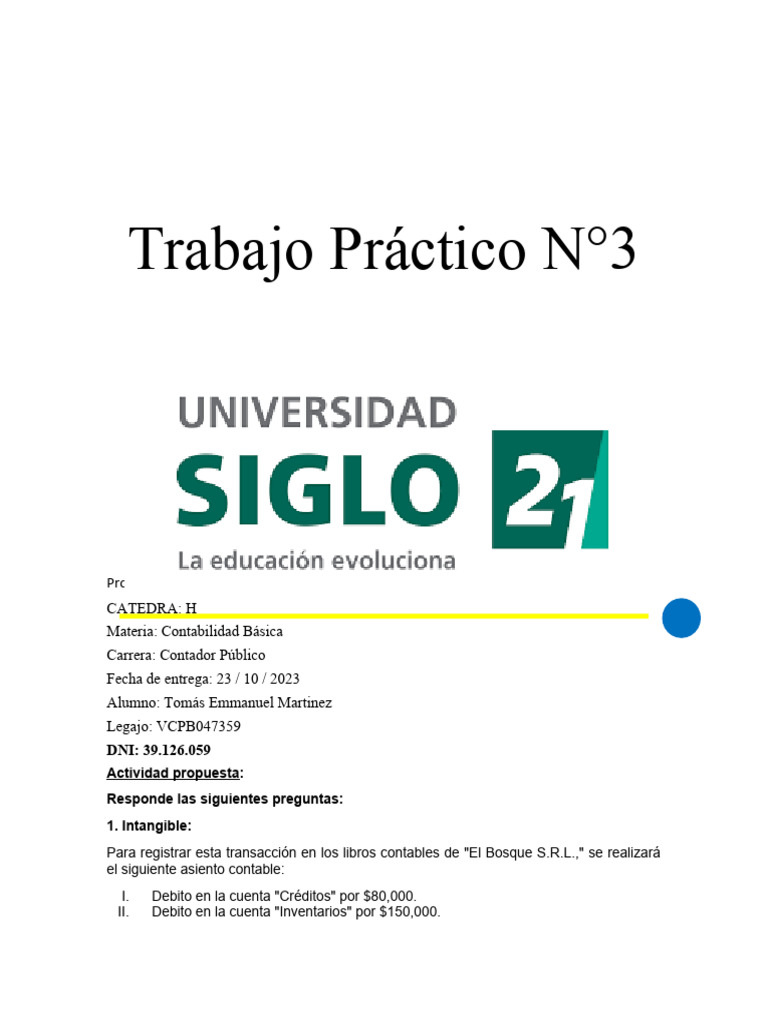 Tp3 Consignas Teóricas Tomás Emmanuel Martinez | PDF | Contabilidad | Compartir (Finanzas)