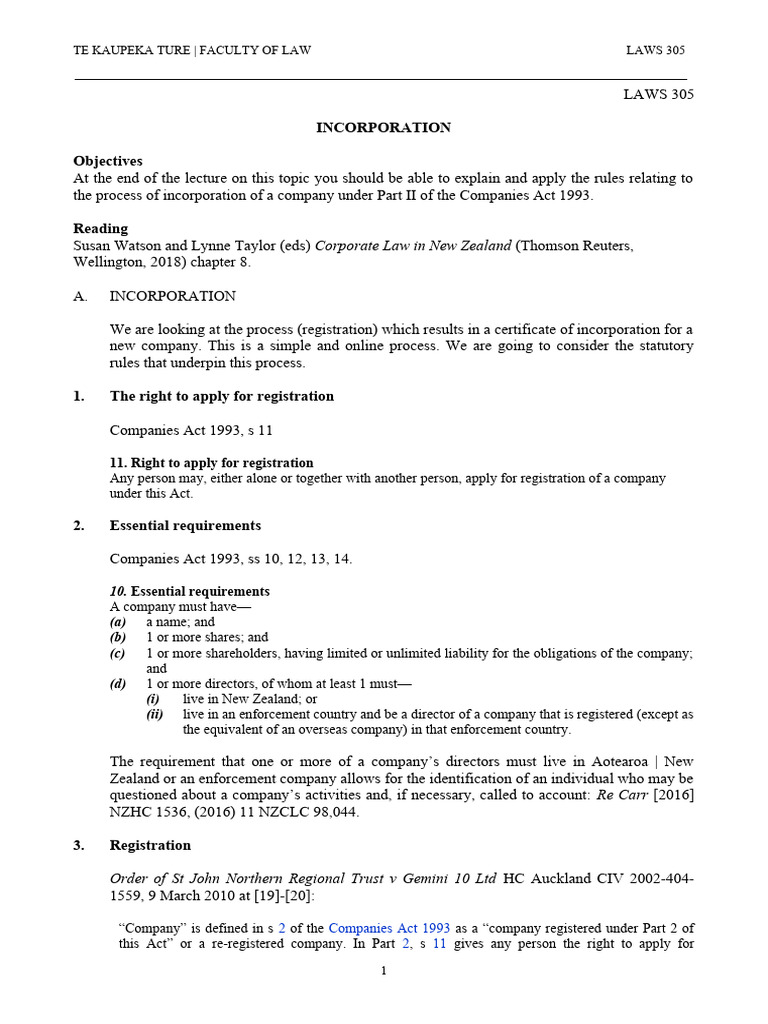 Company Incorporation handout | PDF | Domain Name Registrar | Companies