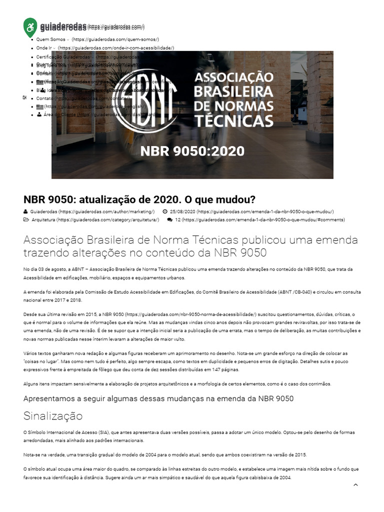 NBR 9050 - Atualização de 2020. O Que Mudou - Guiaderodas | PDF ...