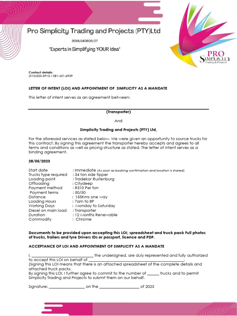 Chrome Transport Agreement with Simplicity | PDF