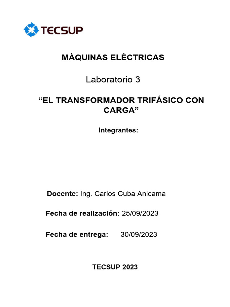 El Transformador Trifásico Con Carga | Descargar gratis PDF | Transformador | Energia electrica