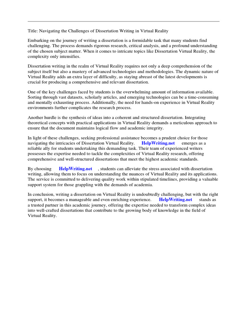 Dissertation Virtual Reality | PDF | Virtual Reality | Augmented Reality