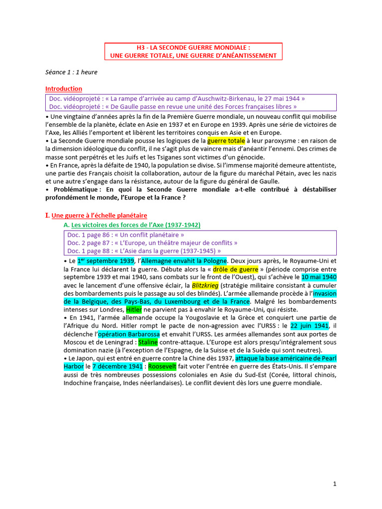 Cours - Seconde Guerre Mondiale | PDF