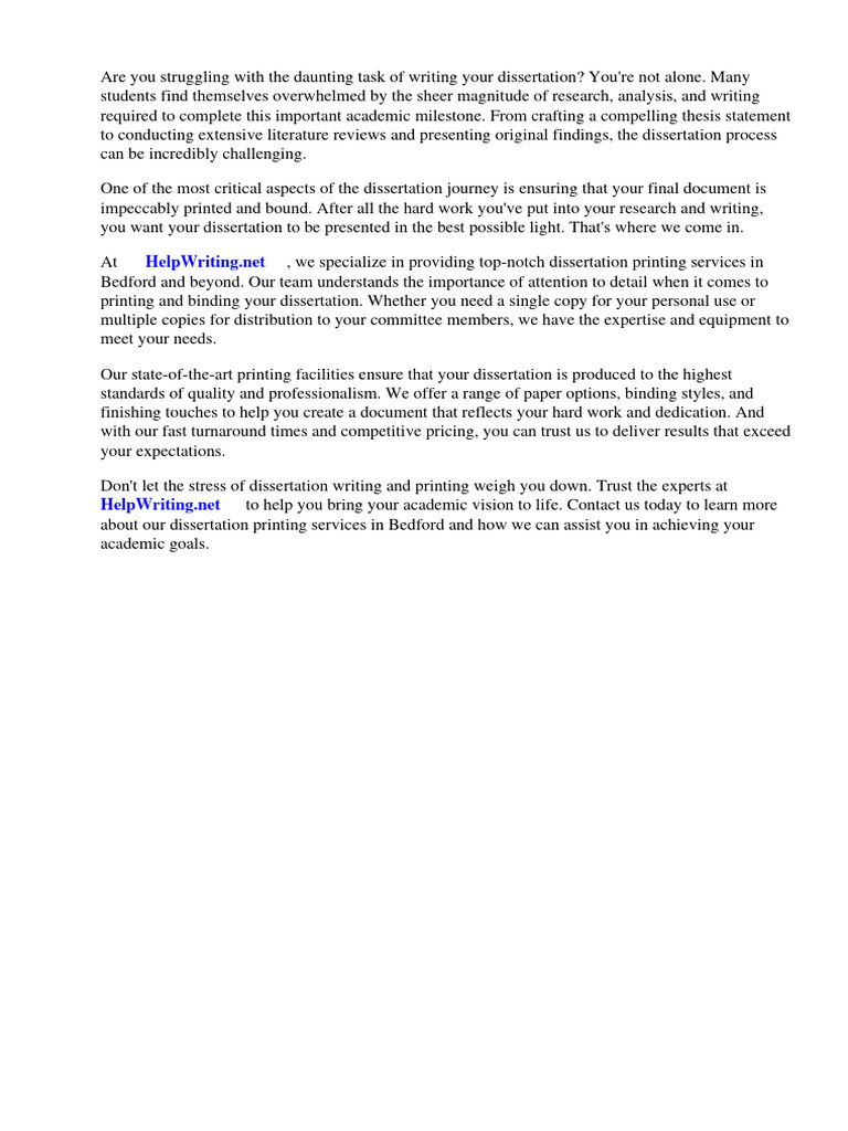 Dissertation Printing Services in Bedford | PDF | Thesis | Learning