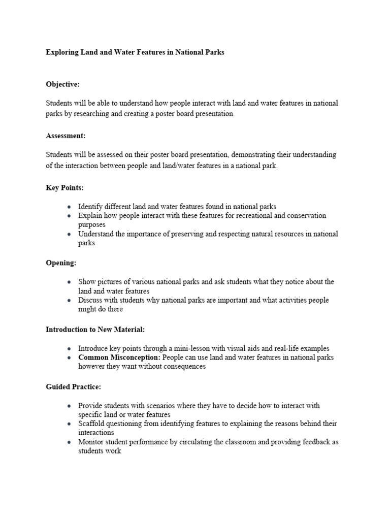 National Park Lesson Plan | PDF | Lesson Plan | Cognition