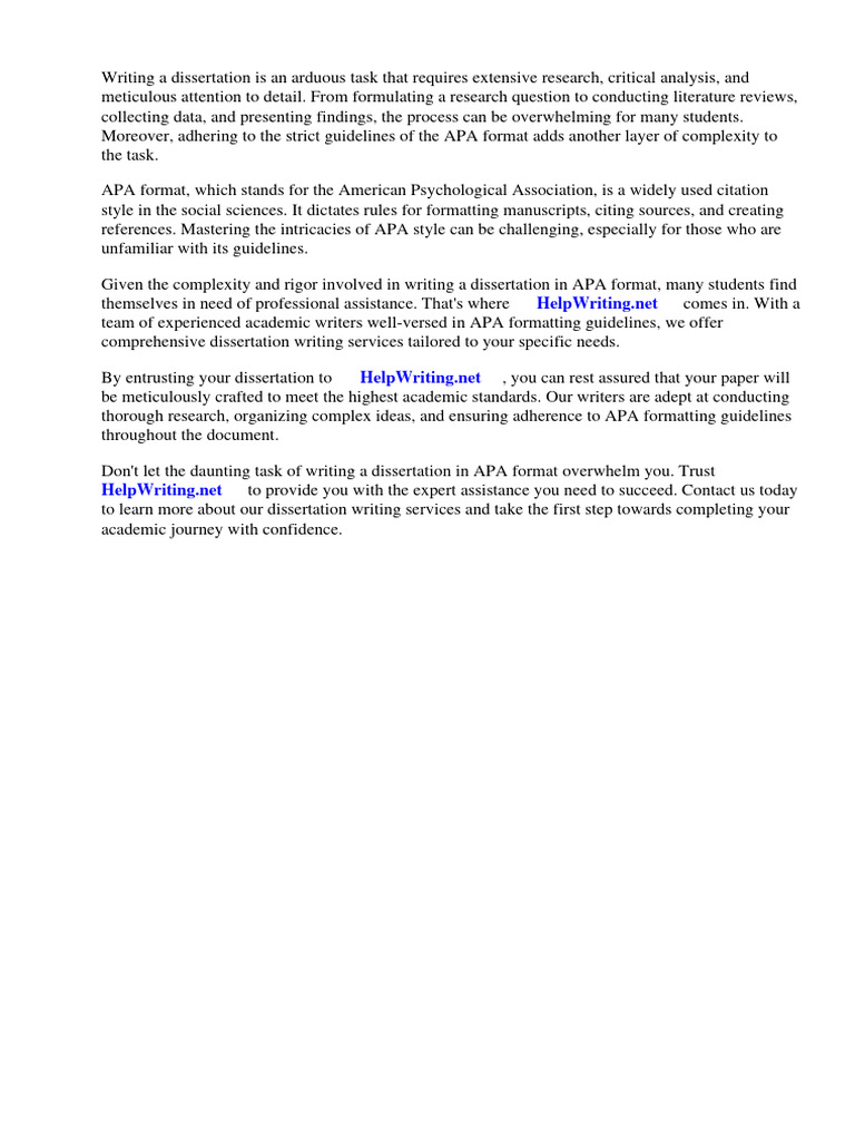 Apa Format Dissertation Writing | PDF | Apa Style | Thesis