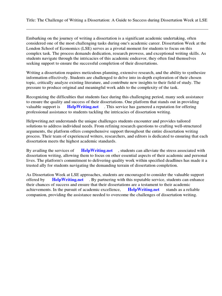 Dissertation Week Lse | PDF | Thesis | Essays