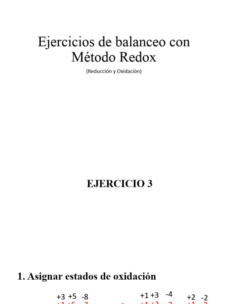 Ejercicios de balanceo con Métod Redox | PDF | Redox | Química Orgánica