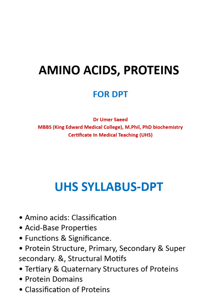 Amino Acids, Proteins | PDF | Protein Folding | Protein Structure
