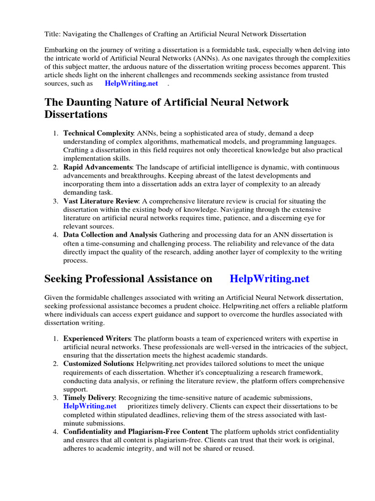Artificial Neural Network Dissertation | PDF | Artificial Neural Network | Machine Learning
