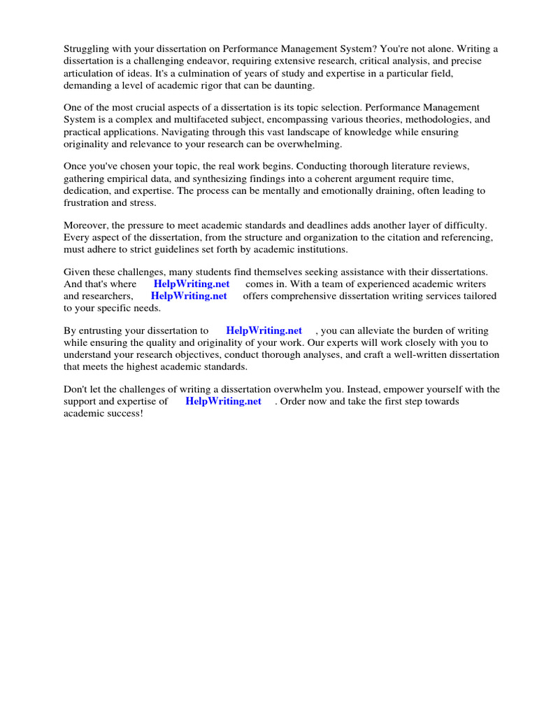 Dissertation Report On Performance Management System | Download Free PDF | Performance Appraisal ...
