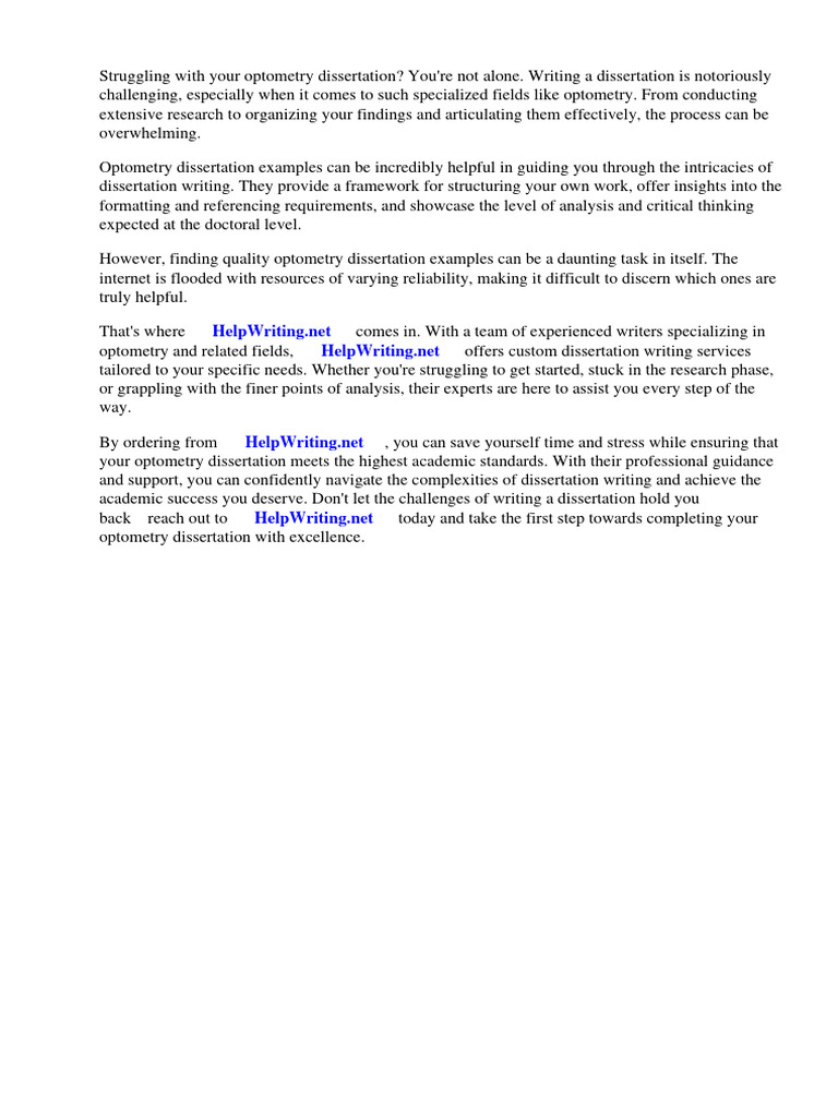 Optometry Dissertation Examples | PDF | Optometry | Methodology