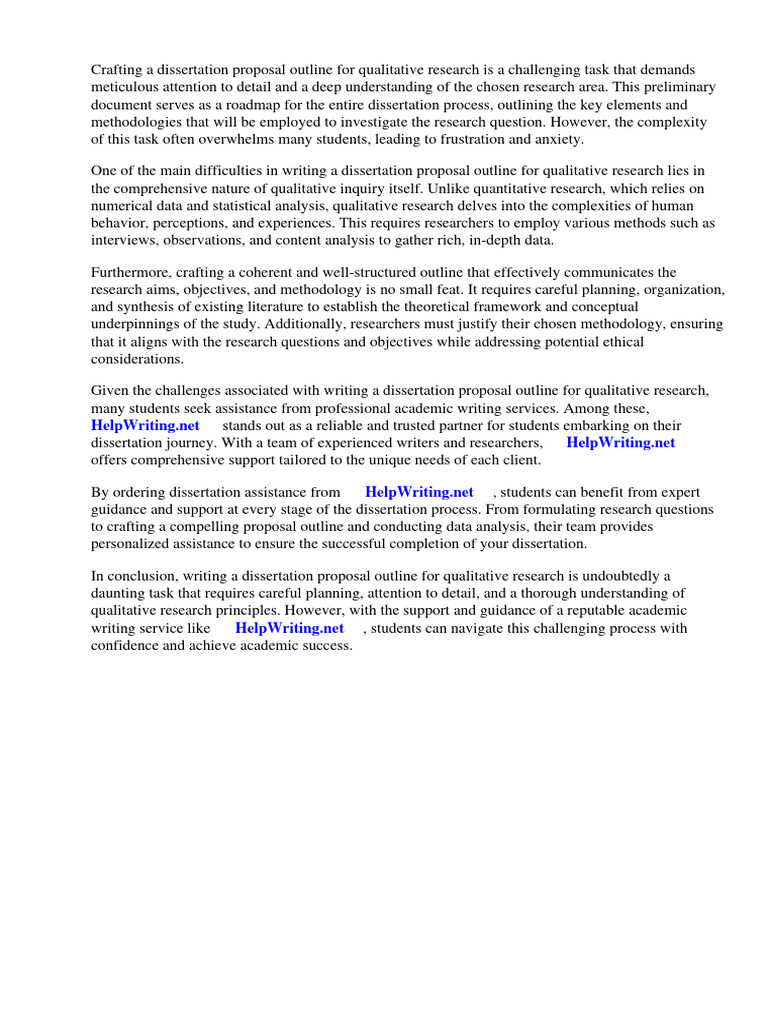 Dissertation Proposal Outline Qualitative Research | PDF | Methodology ...