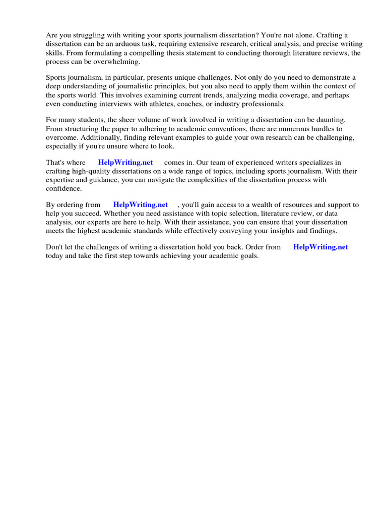 Sports Journalism Dissertation Examples | PDF | Sports | Thesis