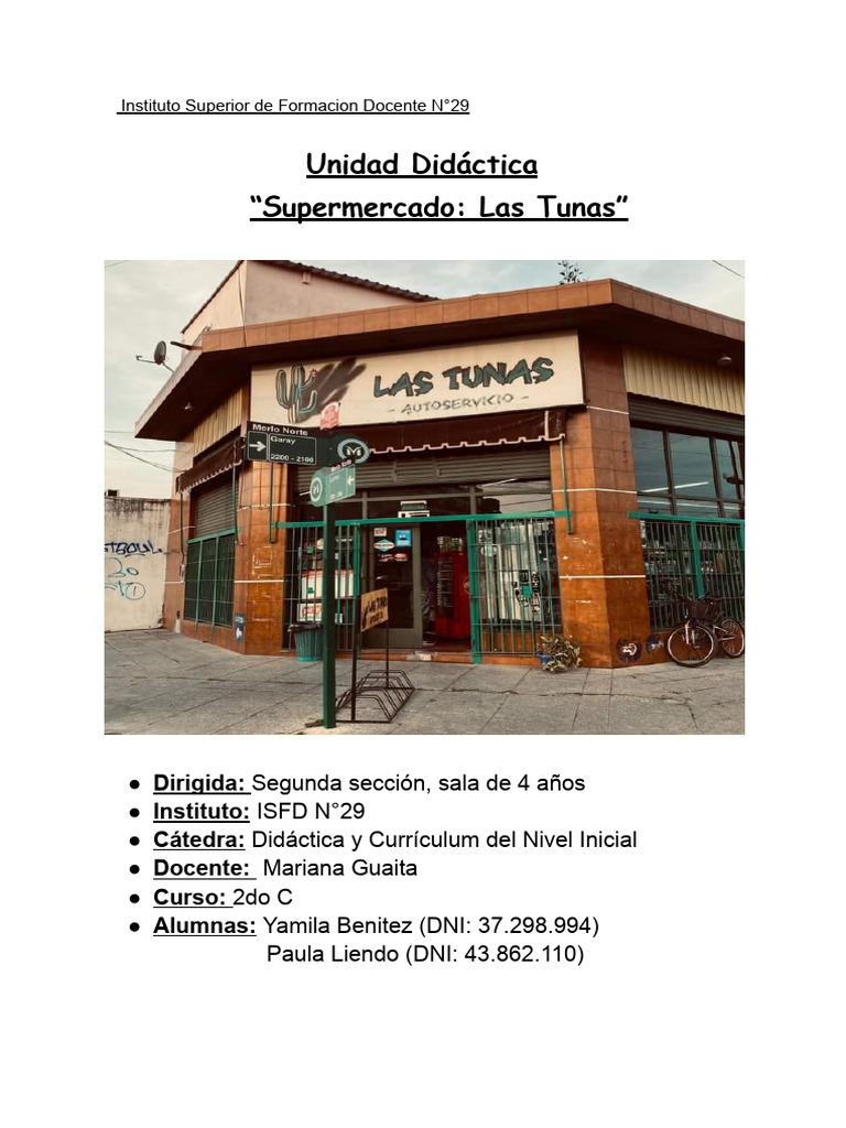 Unidad Didáctica: Supermercado Las Tunas | PDF | Evaluación | Enseñando