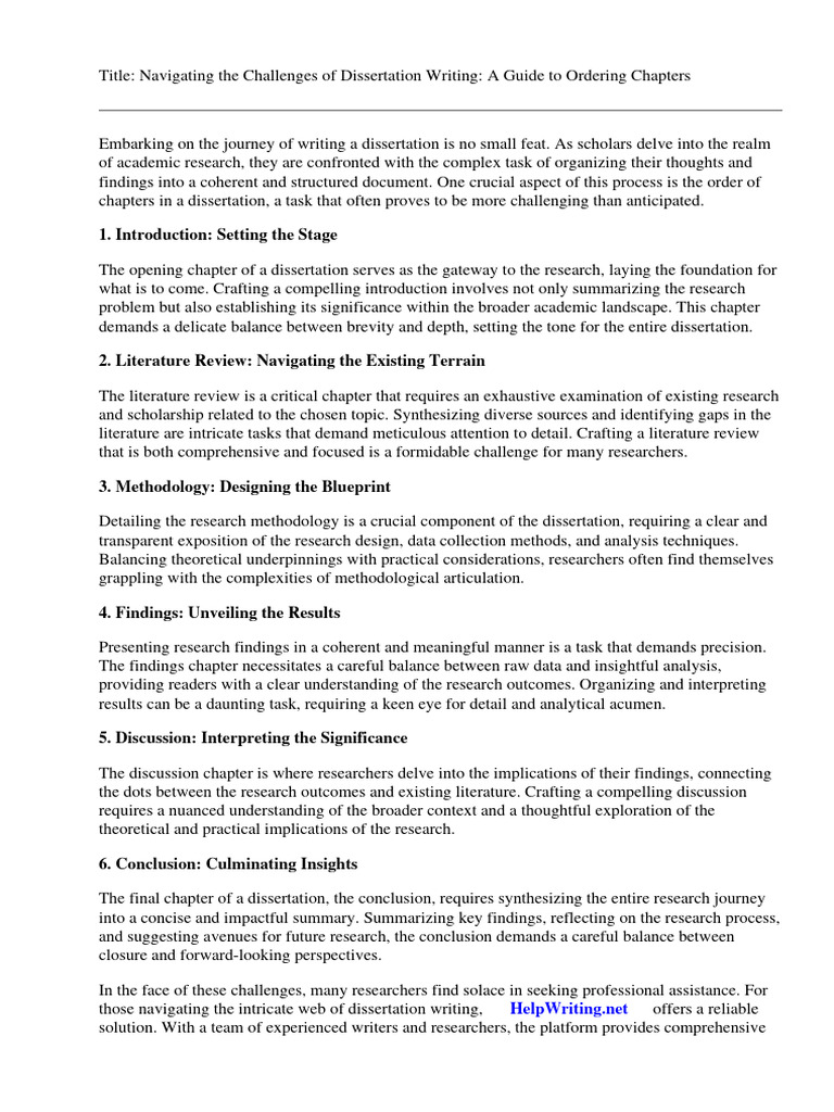 Dissertation Order of Chapters | PDF