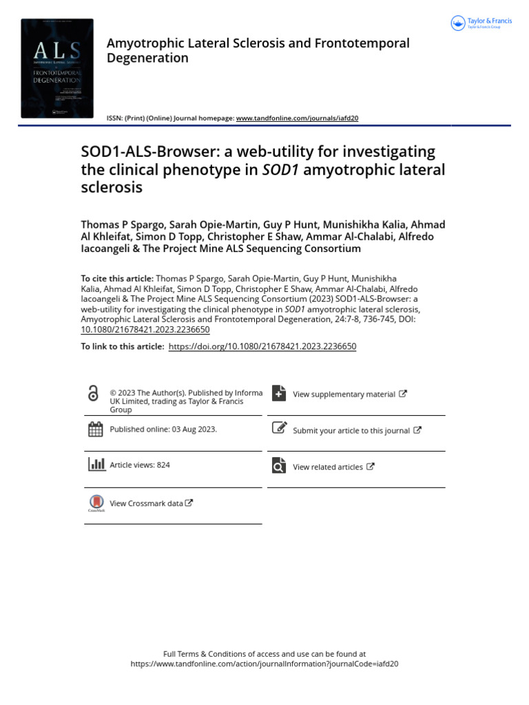 SOD1-ALS-Browser A Web-Utility For Investigating The Clinical Phenotype ...