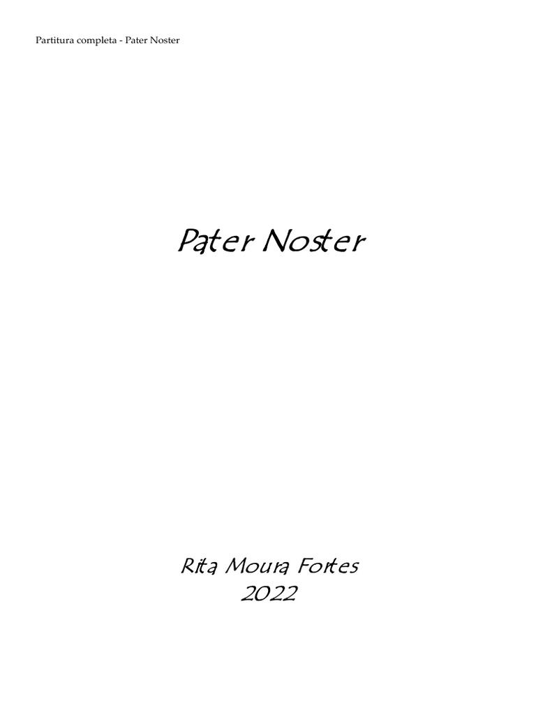 Pater Noster - SABT - e - Piano - Partitura Completa - Pater Noster ...