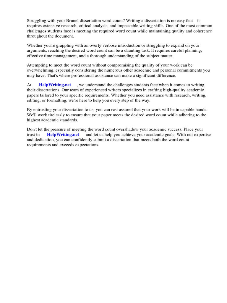 Mastering Brunel Dissertation Word Count | PDF | Thesis | Methodology