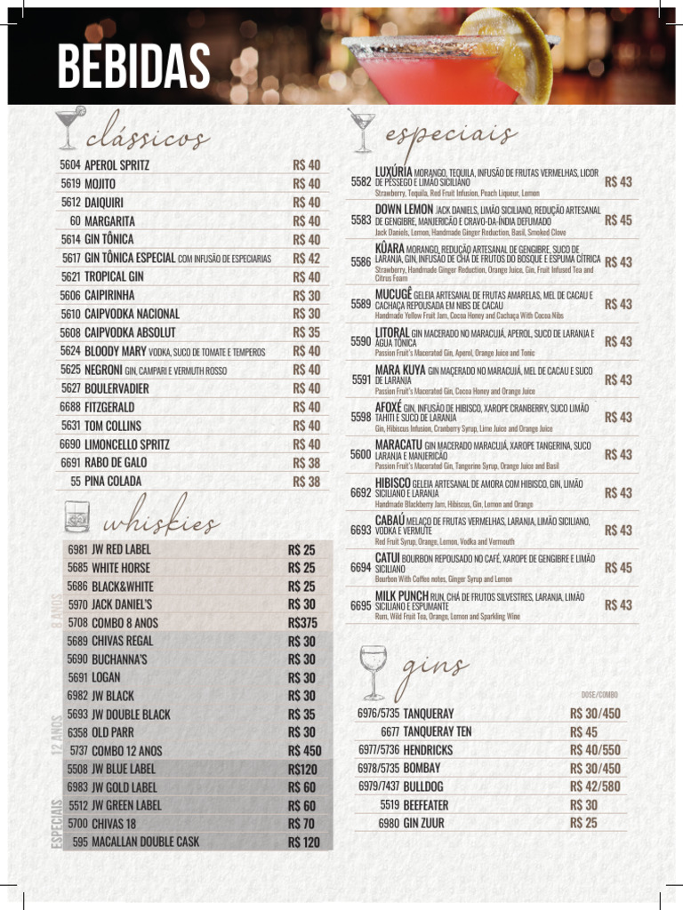 Cardapio Bebidas Kuara | PDF | Bebida | Bebidas Destiladas
