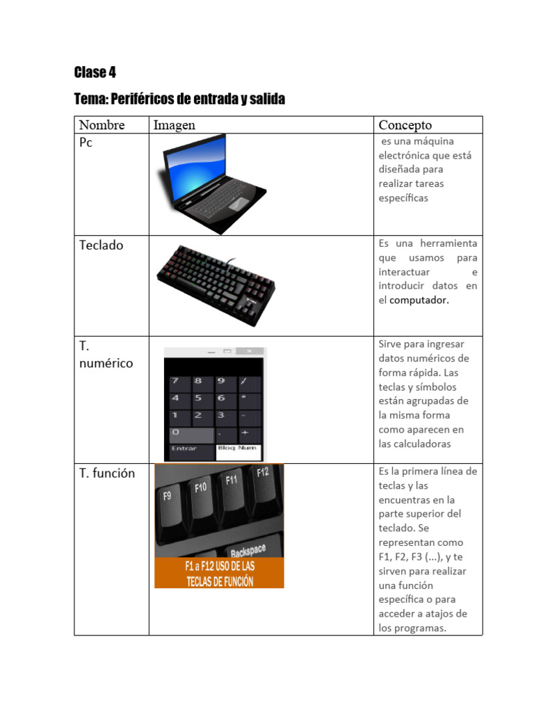 CLASE 4 PERIFERICOS DE ENTRADA Y SALIDA | PDF | Periférico | Tecnologías de la información