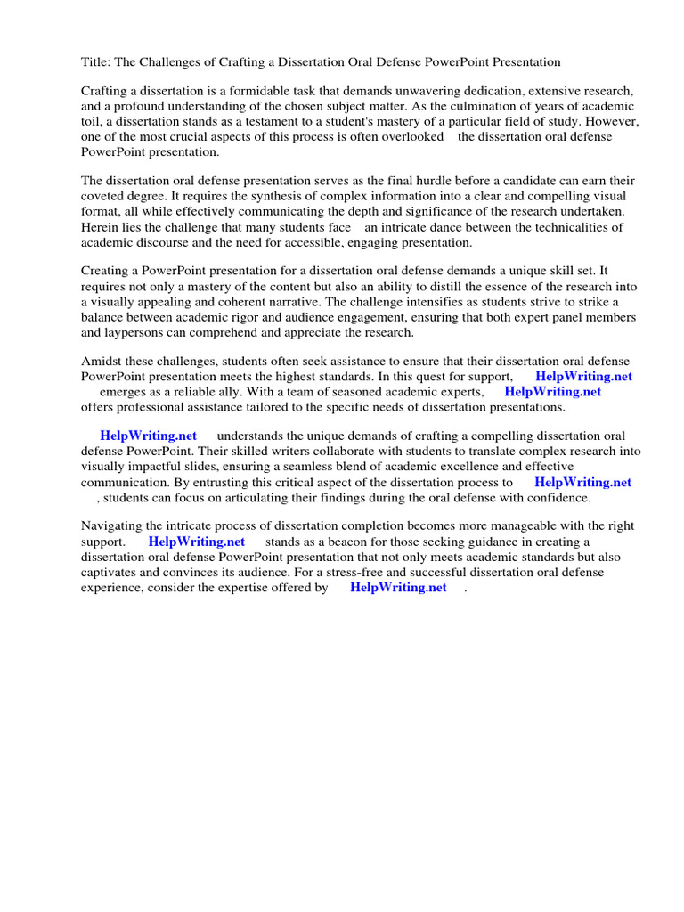 Dissertation Oral Defense Powerpoint Presentation | PDF | Thesis ...