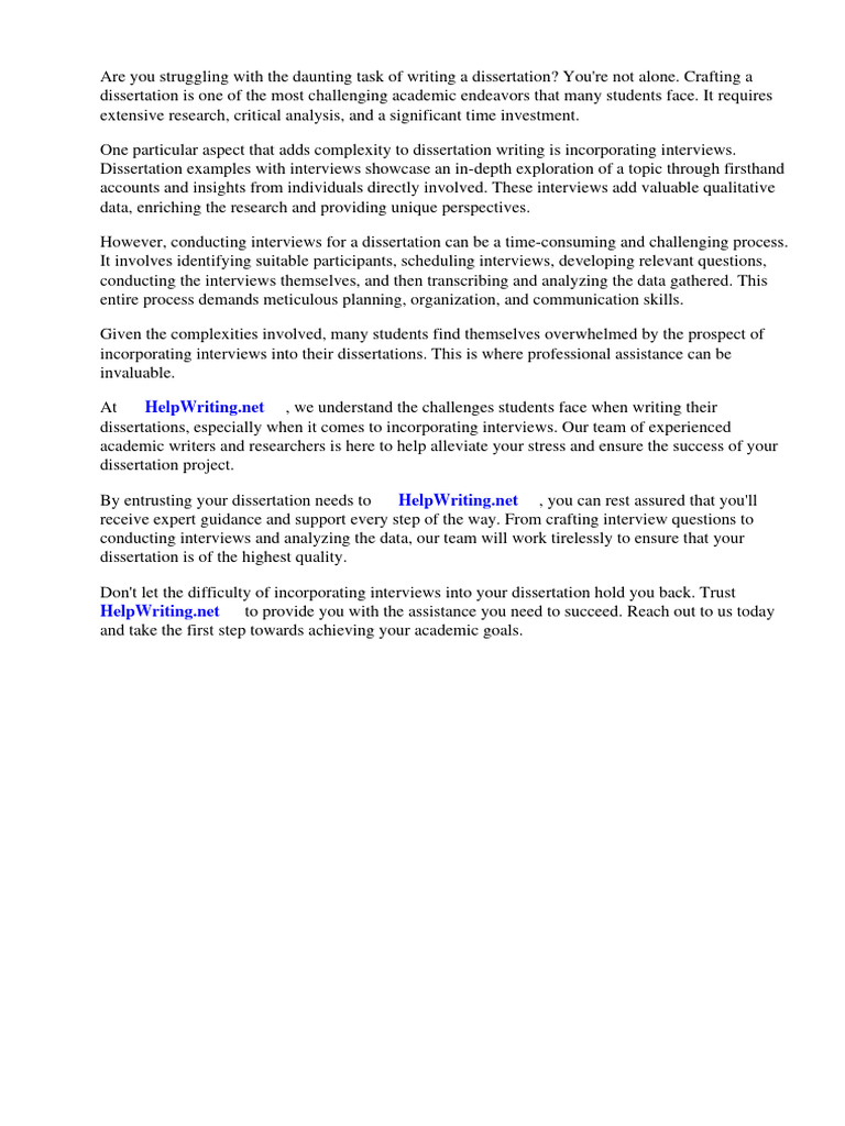 Dissertation Examples With Interviews | PDF | Thesis | Essays